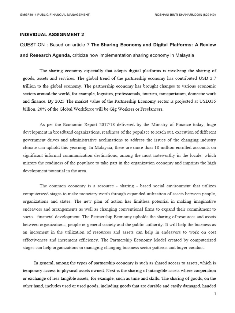 Critique of Malaysia's Sharing Economy | PDF | Market (Economics ...