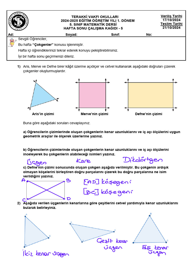 Hafta Sonu Odevleri 5.siniflar 2 | PDF