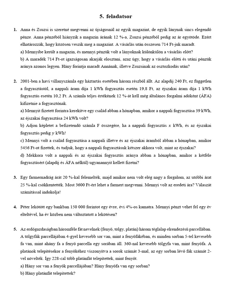 Feladatsor | PDF