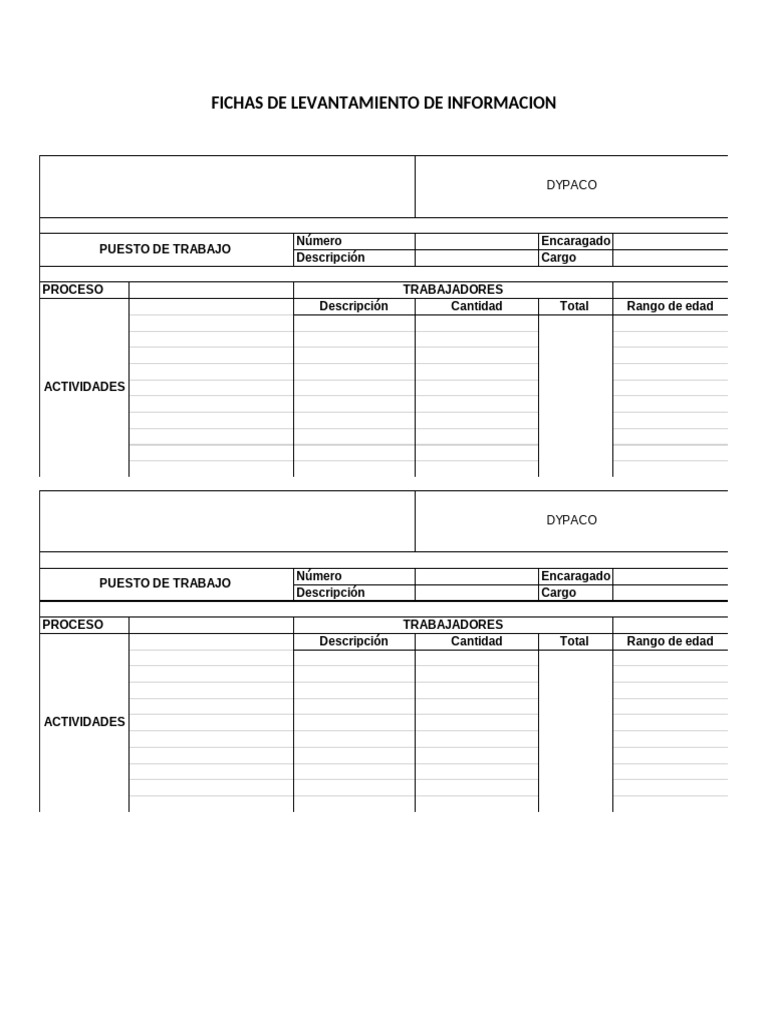 Fichas de Levantamiento de Informacion | PDF