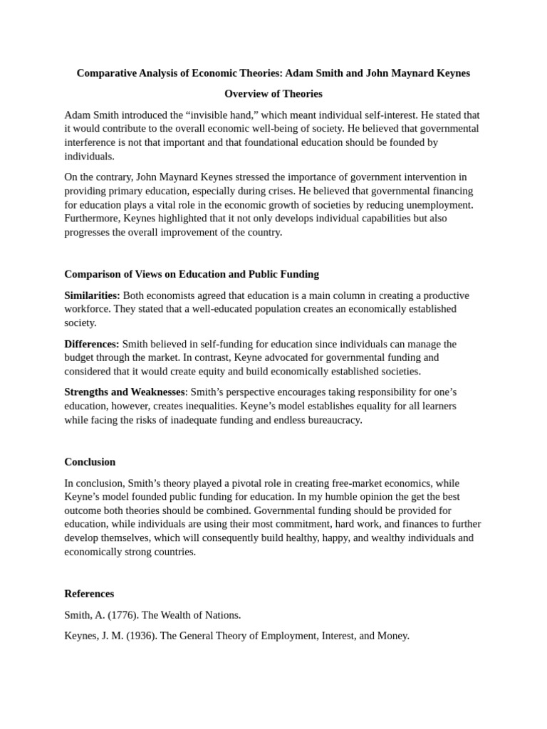 Comparative Analysis of Economic Theories | PDF