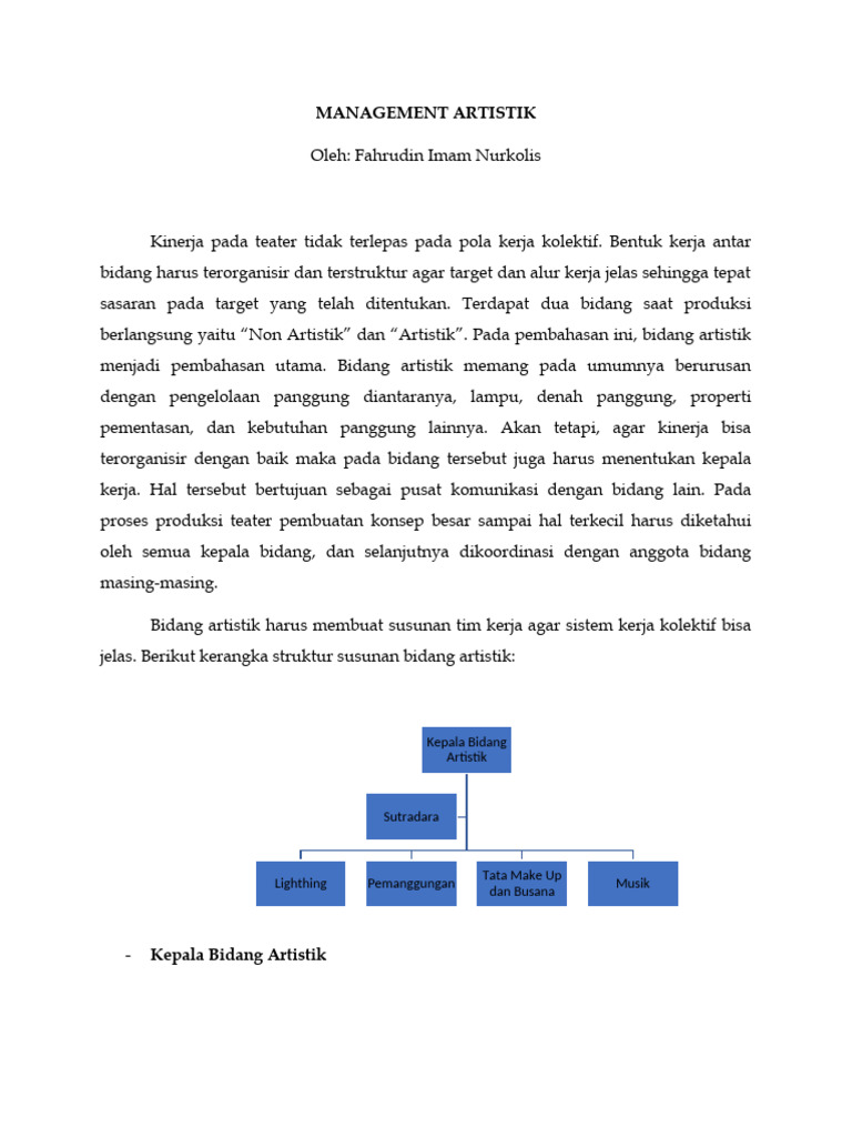 Manajemen Artistik dalam Teater | PDF