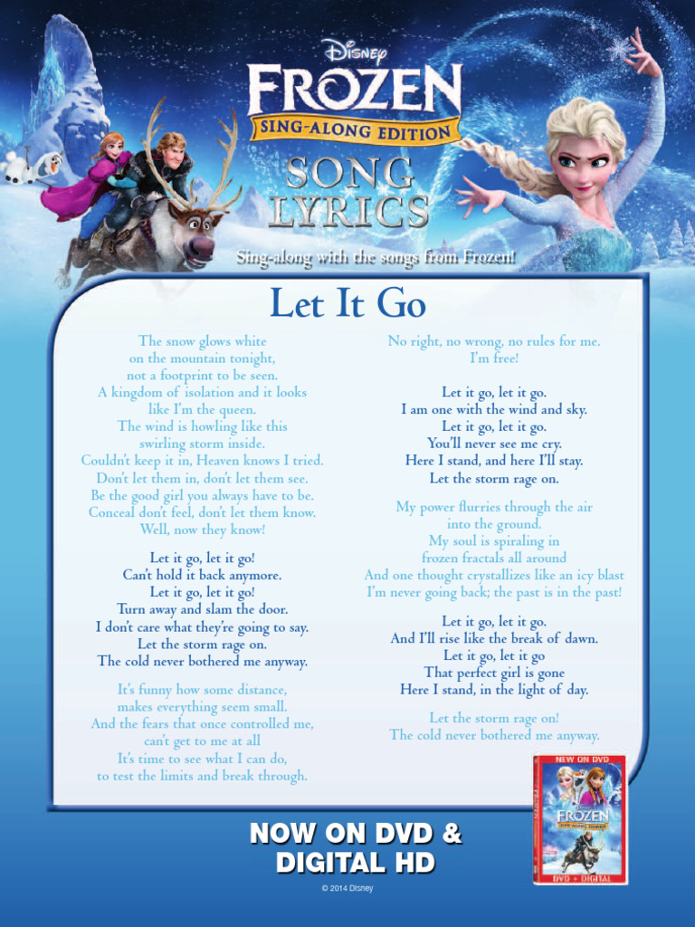 Frozen Print Activitysheet Songlyrics | PDF