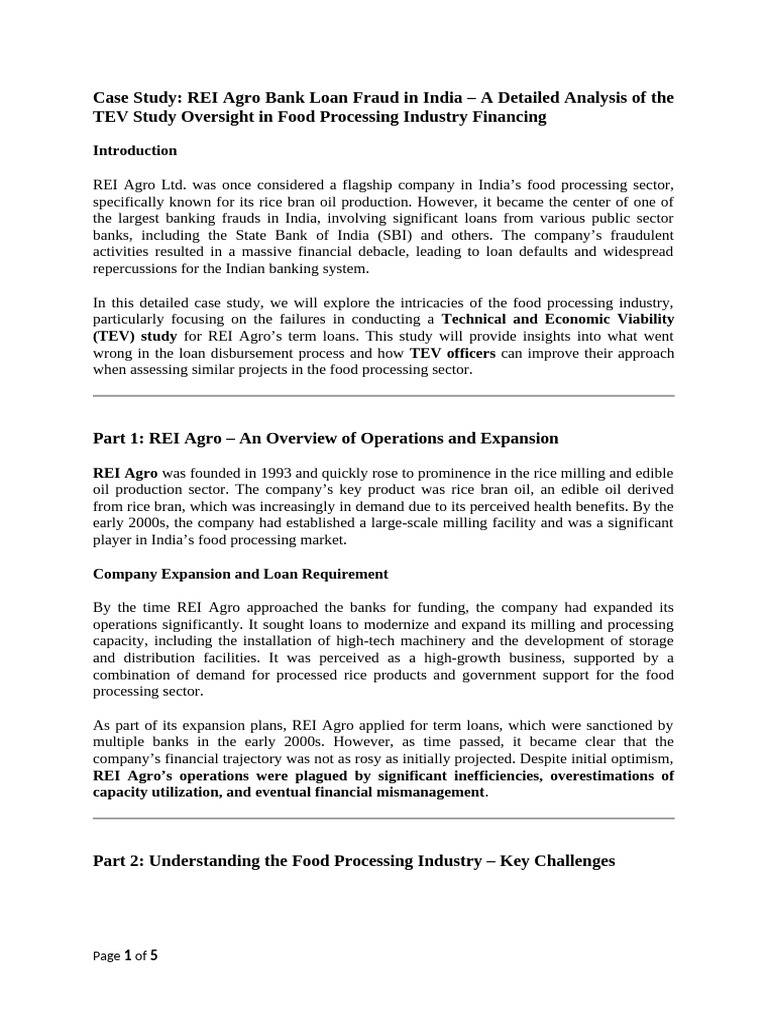 Case Study - REI Agro Bank Loan Fraud in India - A Detailed Analysis of ...