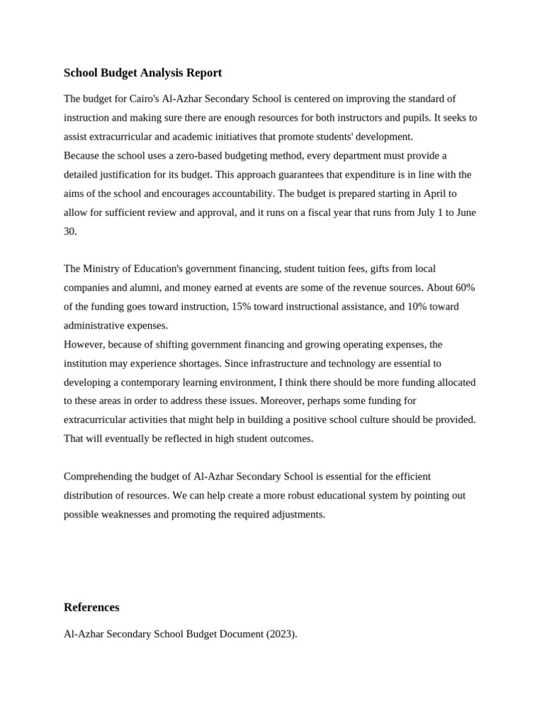 Irada - Azhar Budget Analysis Report | PDF