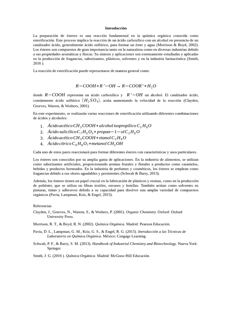 Introducción Practica 5 | PDF | Ester | Ácido carboxílico