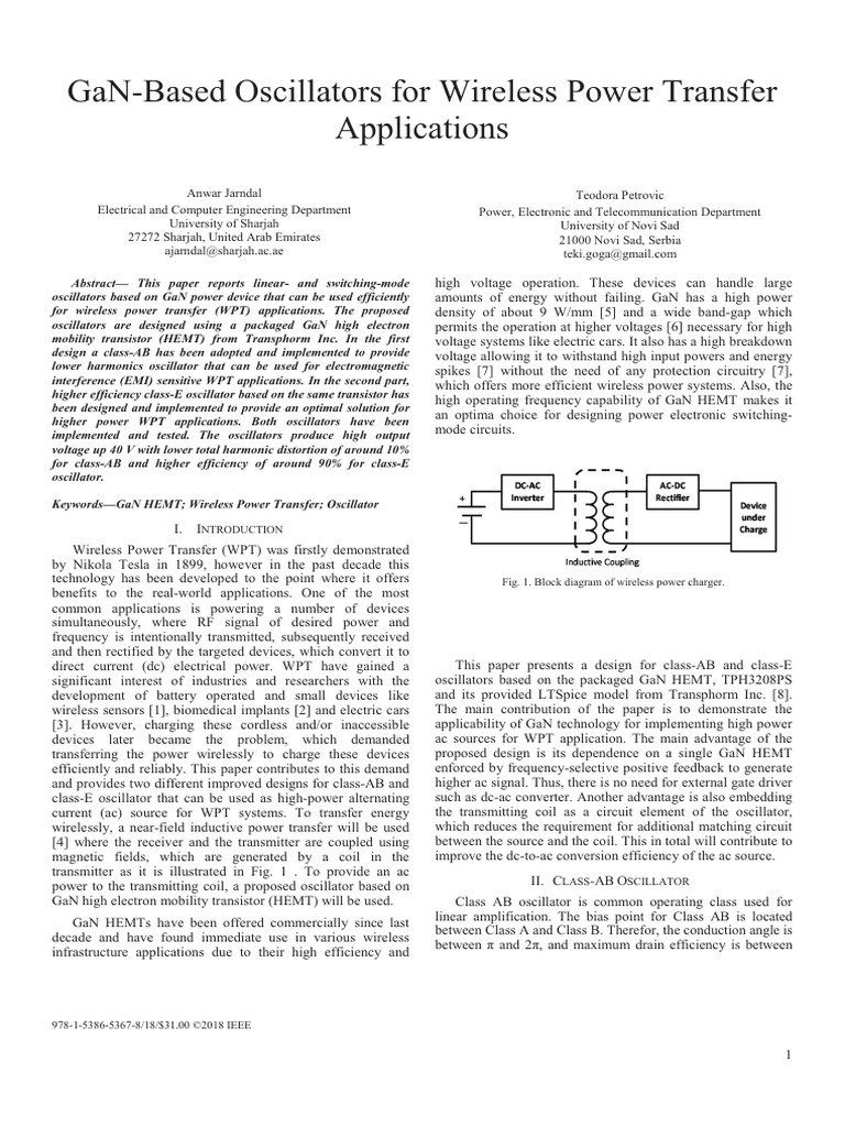 GaN-Based Oscillators For Wireless Power Transfer Applications | PDF ...