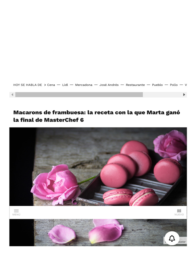 Macarons de Frambuesa. Receta de Postre Delicioso | PDF | Macarrón | Merengue