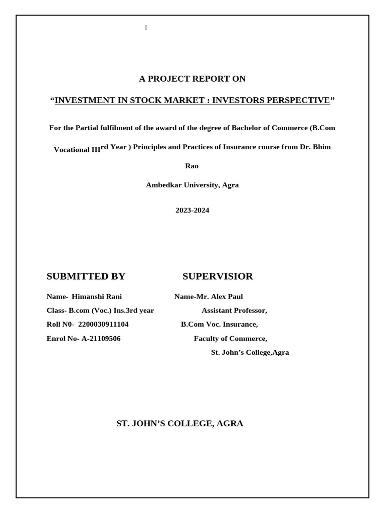 Himanshi 11111111111111111111111111 | PDF | Stock Market | Financial ...