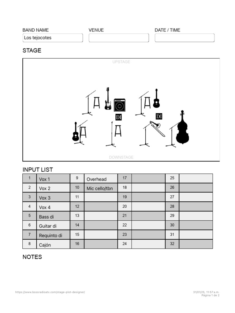 Los Tejocotes DJ Stage Plot | PDF