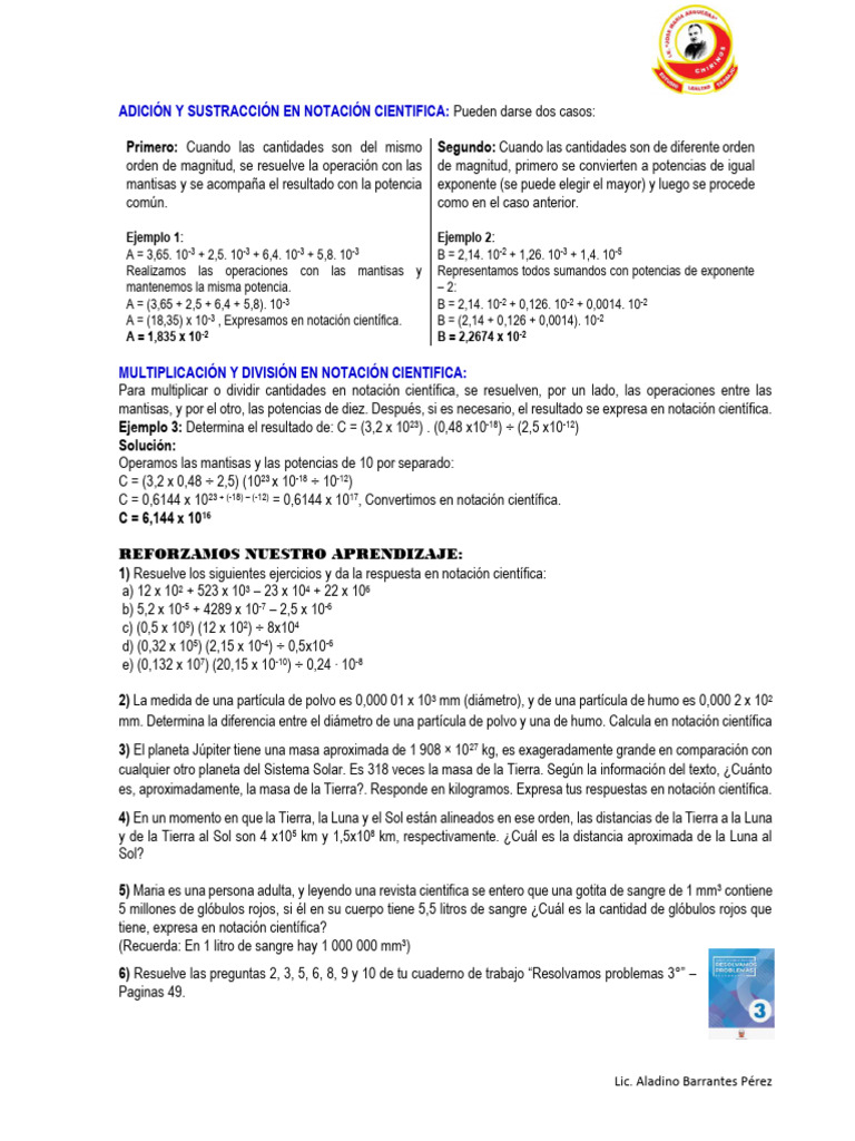 Ficha 06 Adicción y Sust. Notación | PDF | Aritmética | Matemáticas