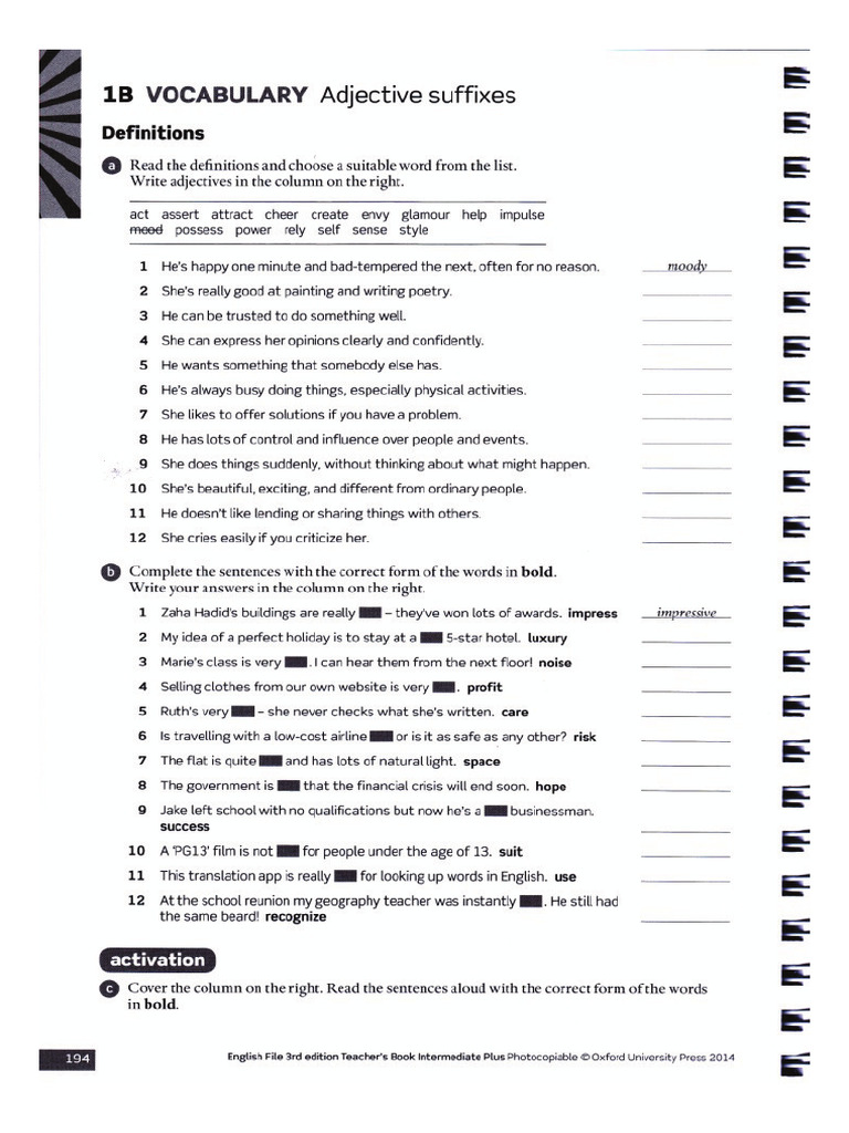 EF3 Plus 1B Vocabulary | PDF