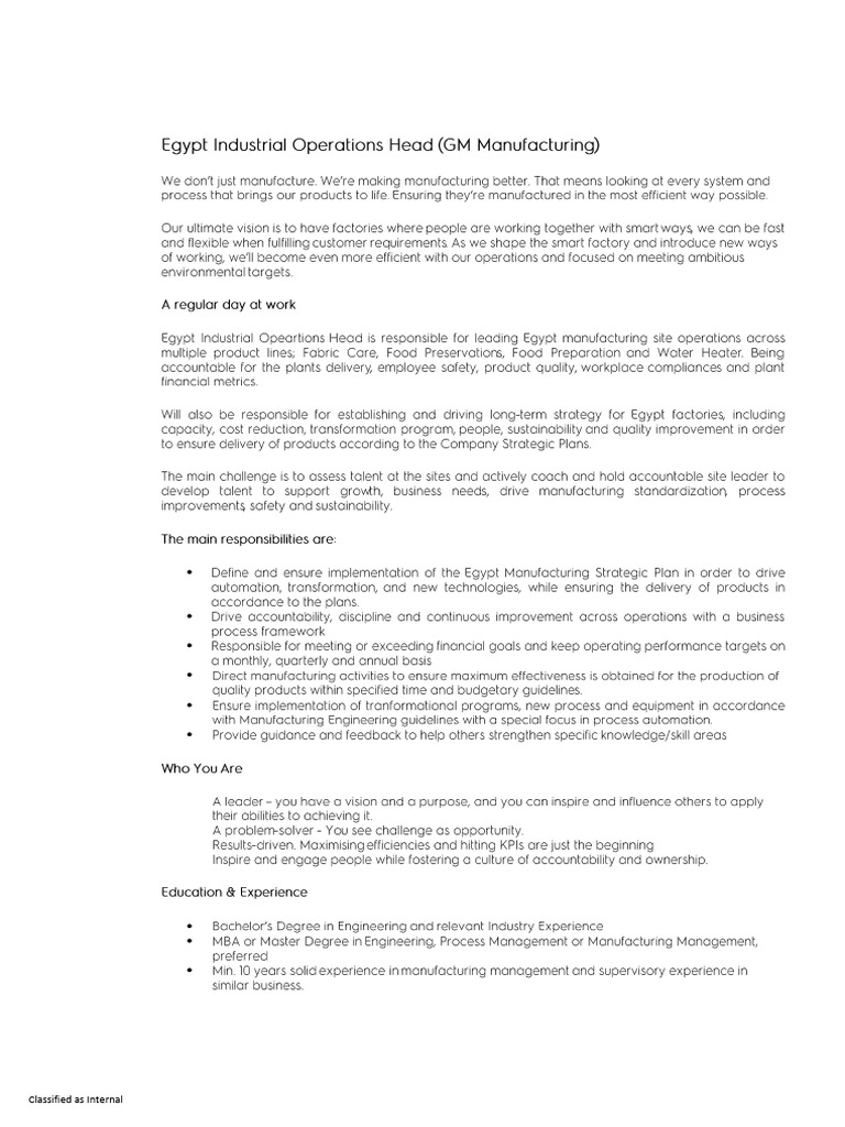 Egypt Manufacturing Operations Strategy | PDF