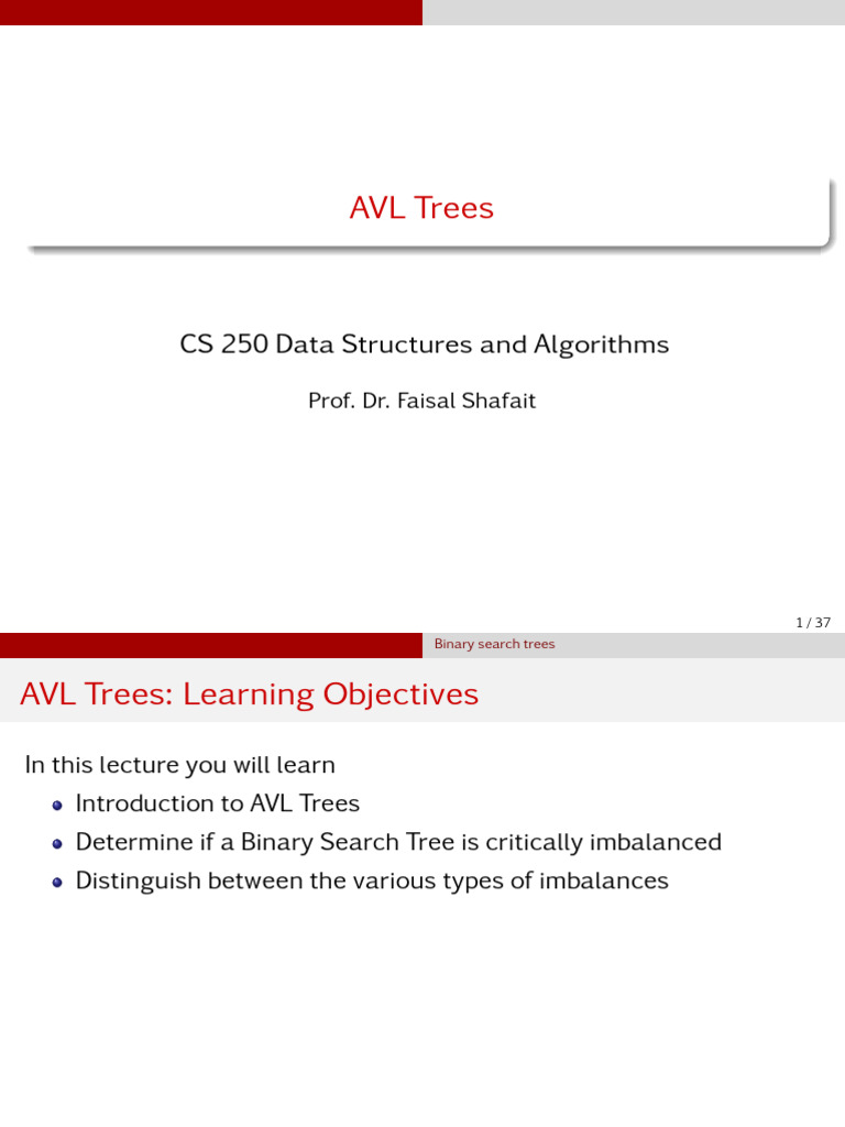 Lecture 20 AVL Trees | PDF | Algorithms | Algorithms And Data Structures