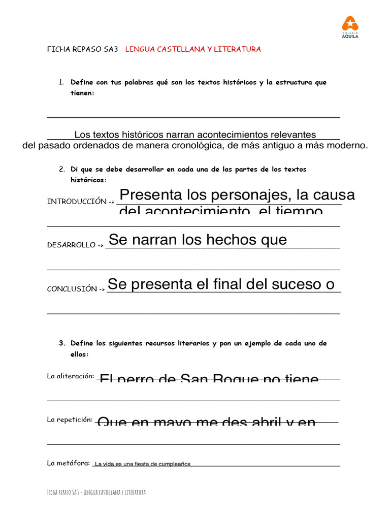 Ficha de repaso: Lengua y Literatura | PDF | Verbo | Morfología Lingüística