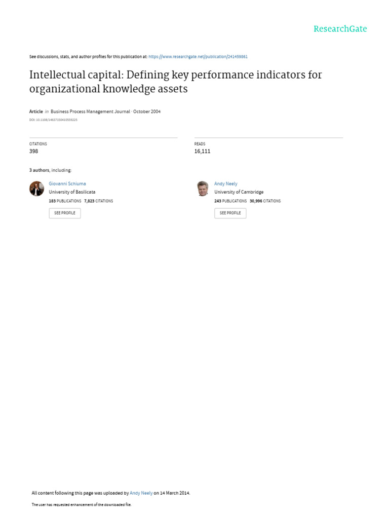 Intellectual Capital Defining Key Performance Indi | PDF | Knowledge ...