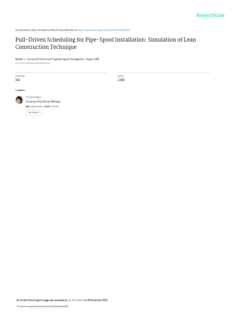 Pull-Driven Scheduling For Pipe-Spool Installation | PDF | Lean ...