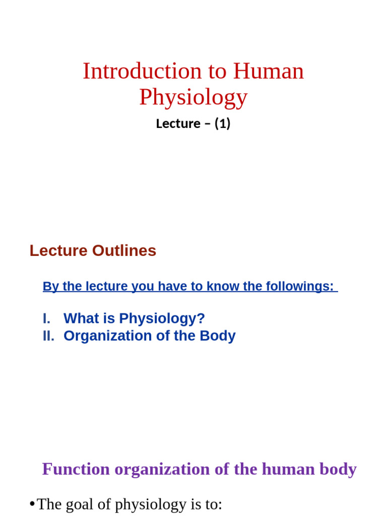 Introduction To Human Physiology | PDF
