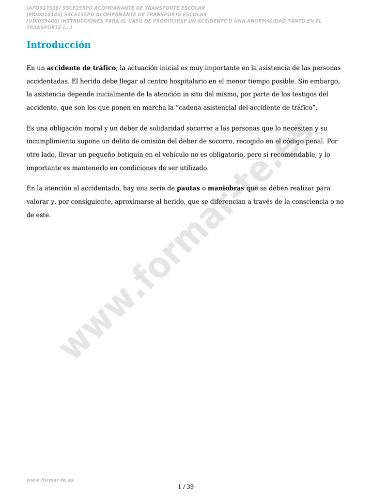 INSTRUCCIONES PARA EL CASO DE PRODUCIRSE UN ACCIDENTE O UNA ANORMALIDAD ...