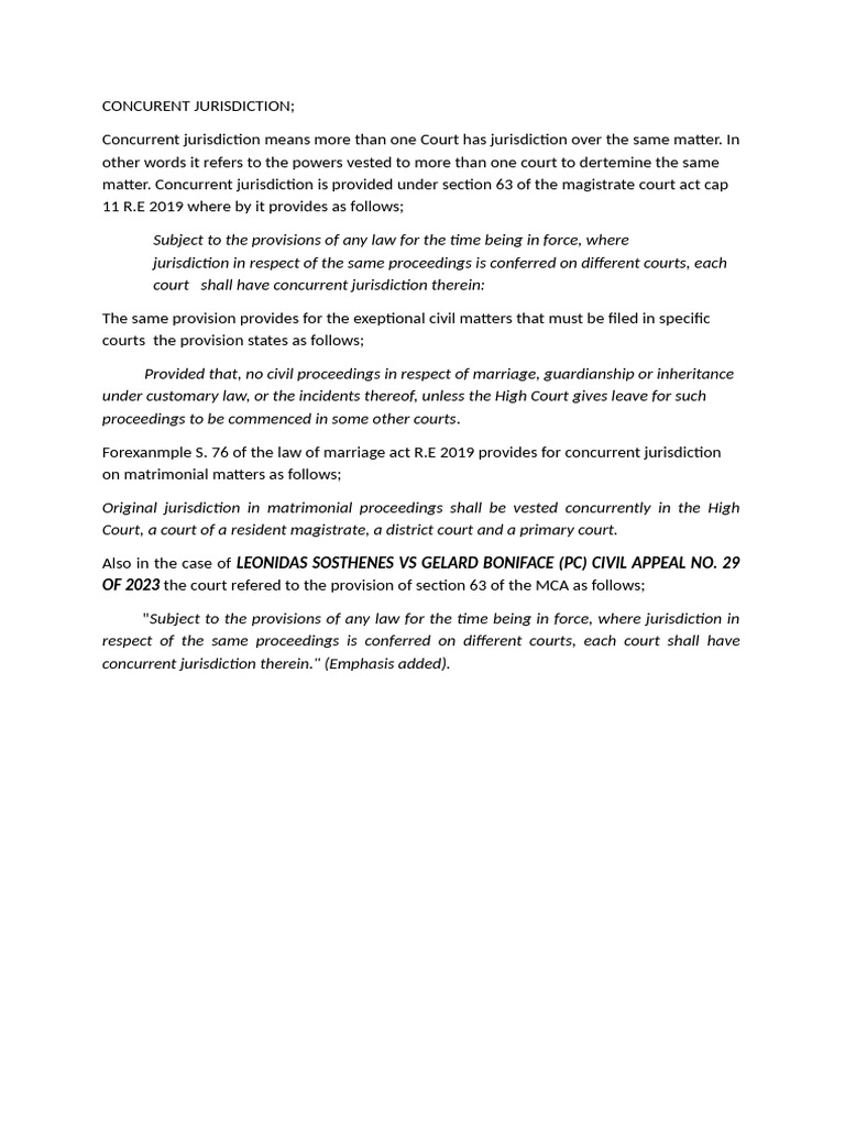 Understanding Concurrent Jurisdiction | PDF