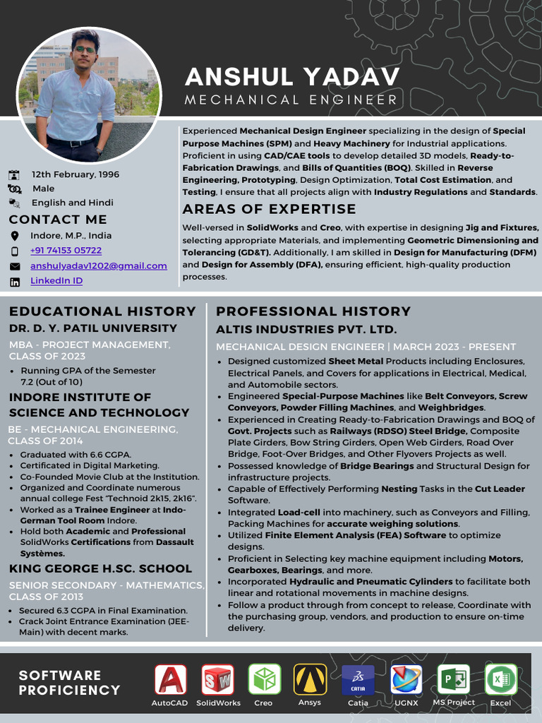 Anshul Yadav CV 42020122kb394 | PDF | Machines | Engineering