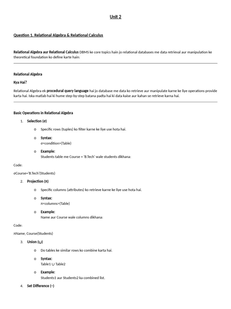 Unit 2 | PDF | Relational Model | Sql
