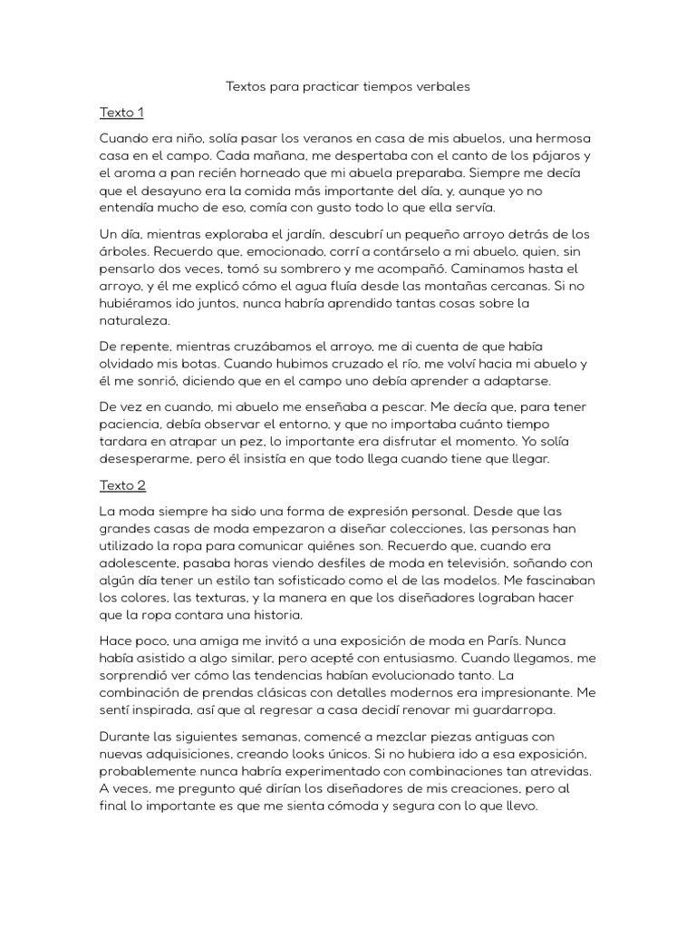 Textos para Practicar Tiempos Verbales | PDF | Navidad | el secreto de ...
