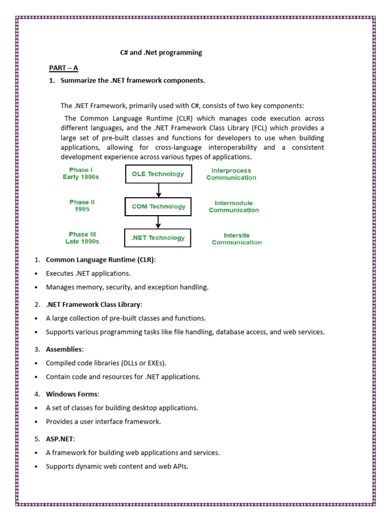 C# .NET Framework Overview and Concepts | PDF | Class (Computer ...