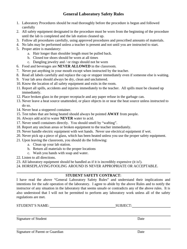 General Laboratory Safety Rules | PDF