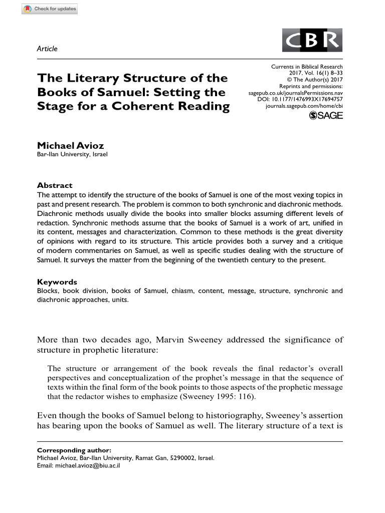 Avioz, M. - The-Literary-Structure-Of-The-Books-Of-Samuel-Setting-The ...
