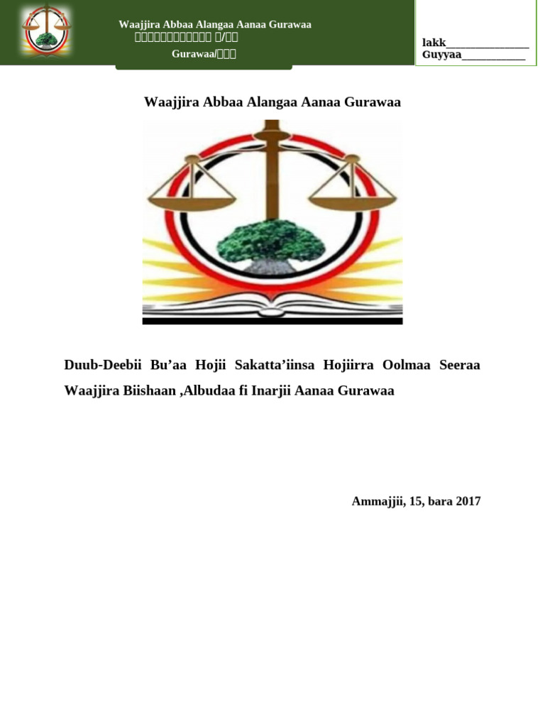 HOS Waajjira Bishaanii | PDF