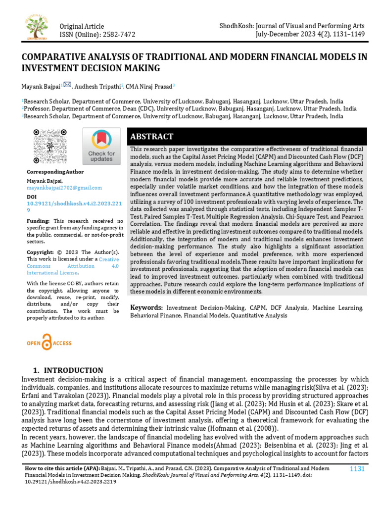 Traditional vs. Modern Financial Models | PDF | Financial Modeling ...