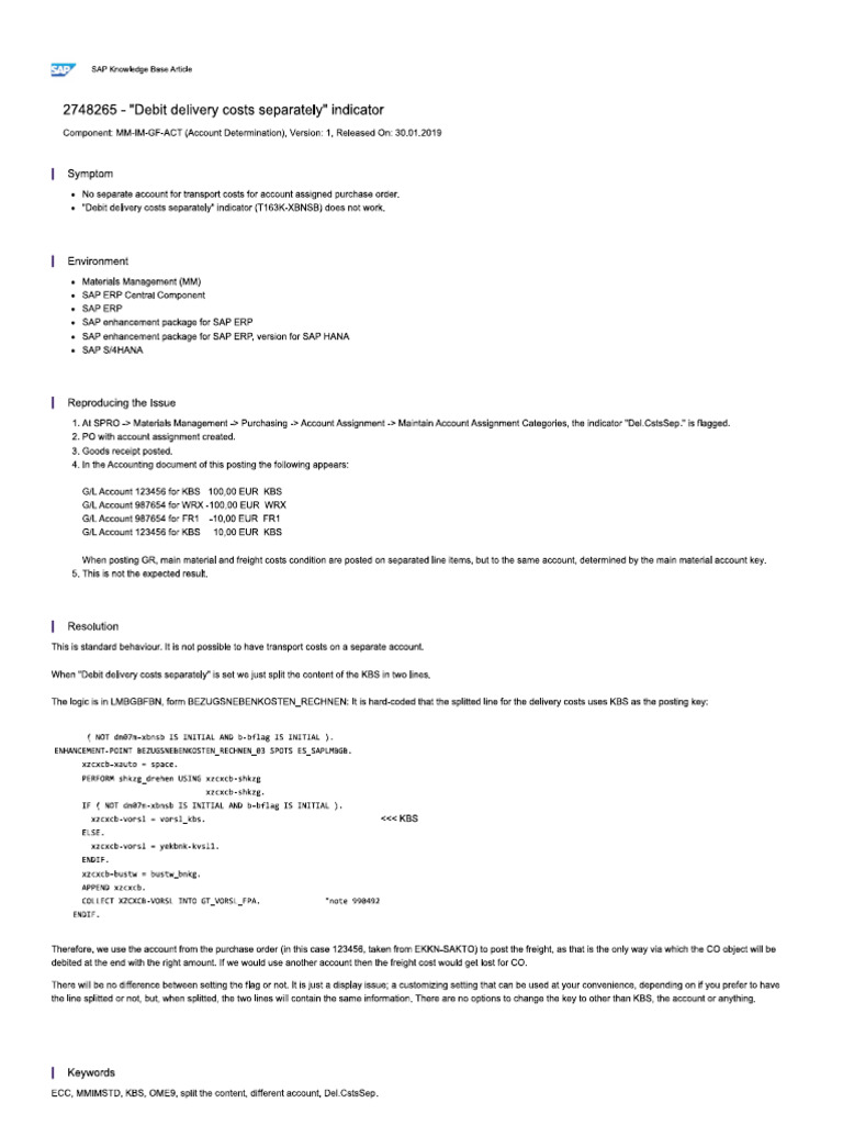 SAP Note 2748265 | PDF