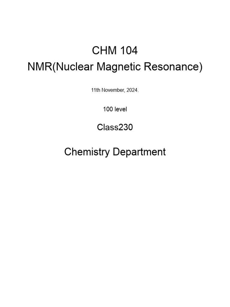 NMR Basics for Chemistry Students | PDF | Nuclear Magnetic Resonance | Two Dimensional Nuclear ...