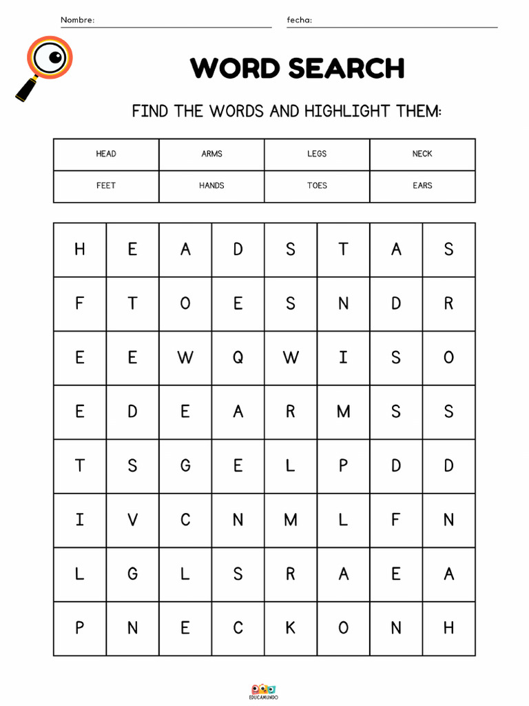 Ejercicios Partes Del Cuerpo En Ingles 4 Pdf