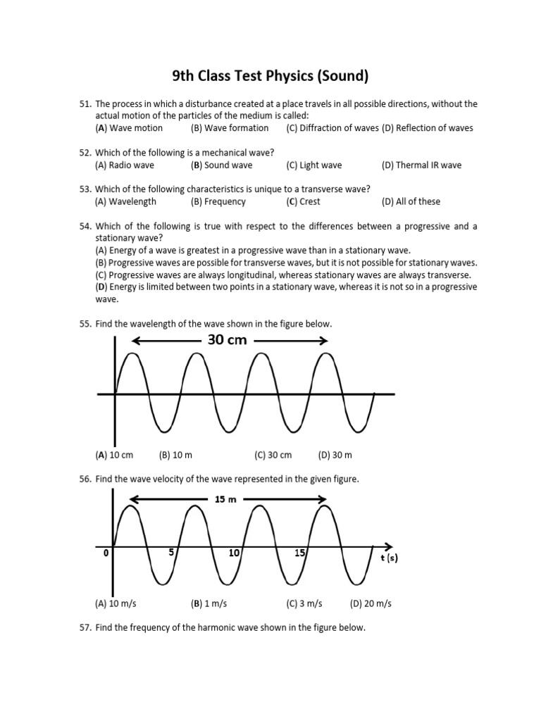 Class 9 Physics Test (Sound) | PDF | Waves | Sound