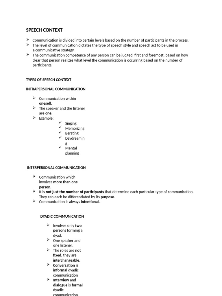 Speech Context | PDF | Communication | Learning