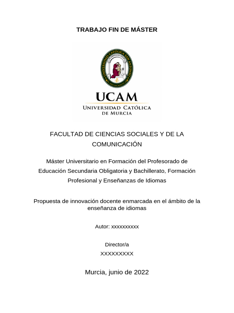 Primer Avance TFM - 9853 Corregido | PDF | Enseñando | Aprendizaje