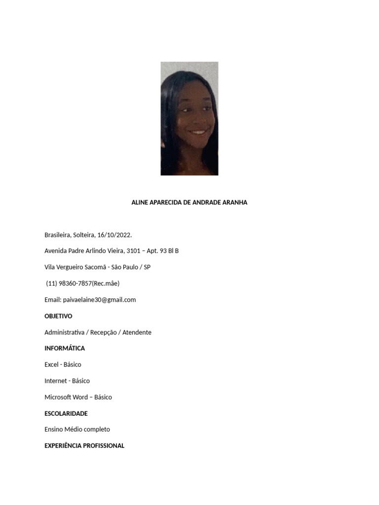 Curriculo Aline | PDF