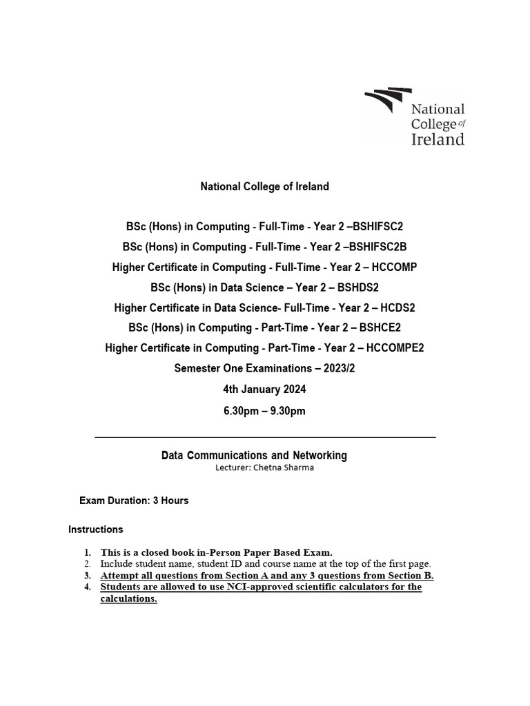 2023-2024 Data Communications and Networking Bshifsc2 | PDF | Computer ...