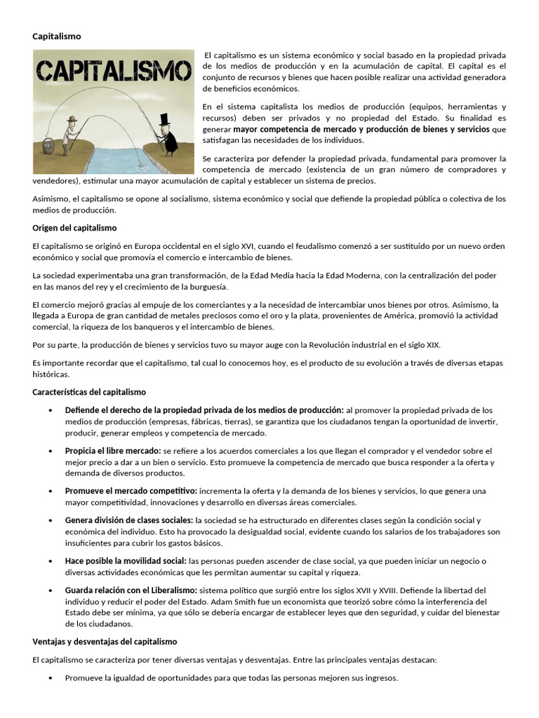Características y Origen del Capitalismo | PDF | Capitalismo | Mercado ...