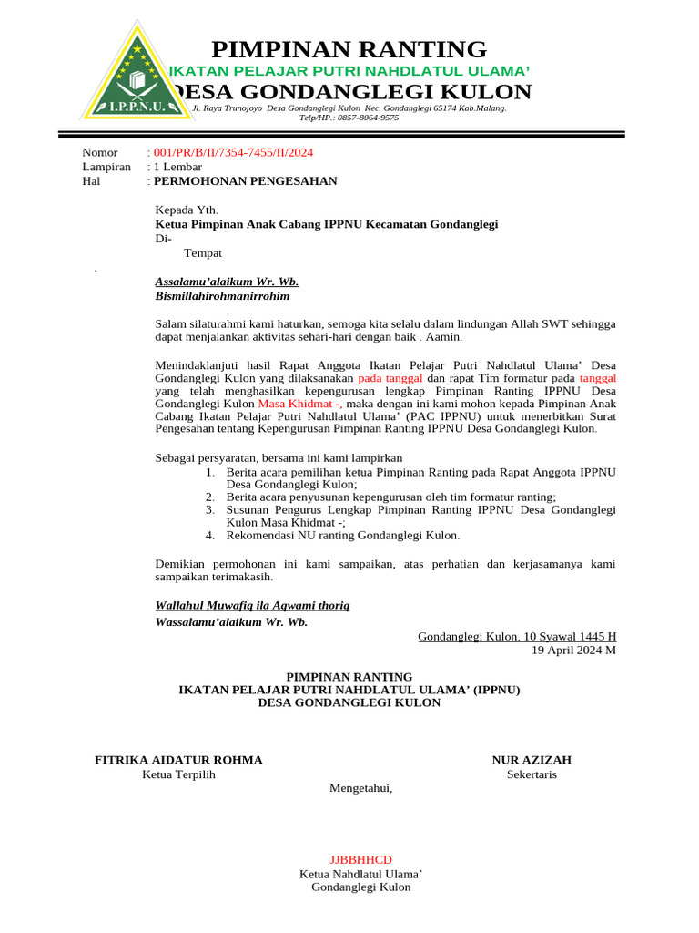 surat pengajuan sk | PDF