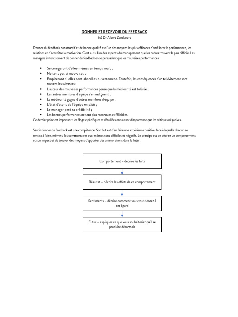 DONNER ET RECEVOIR DU FEEDBACK | PDF | Rétroaction positive