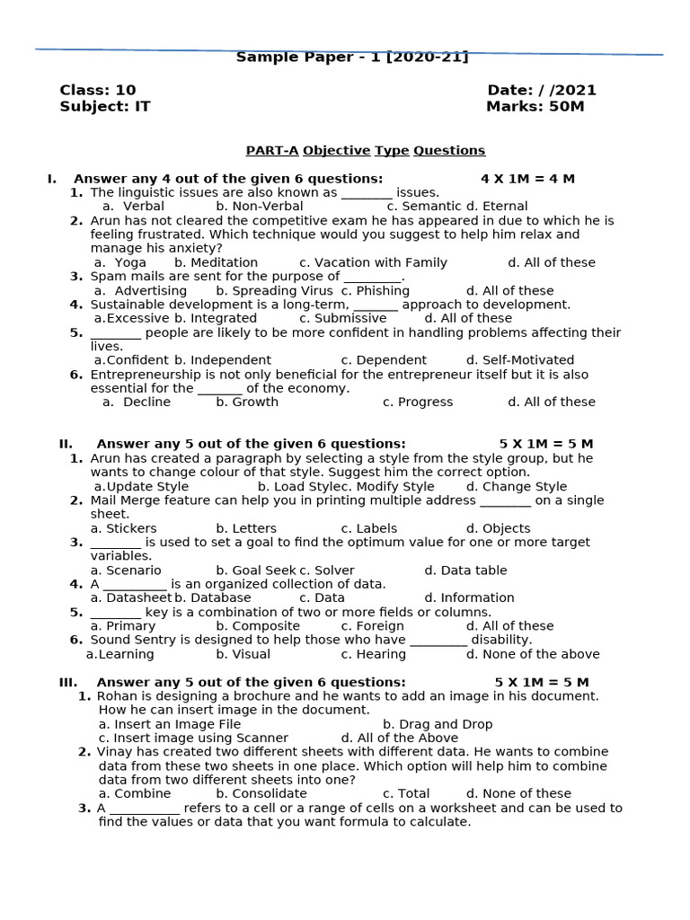 Sample Paper-1 | PDF | Databases | Microsoft Excel