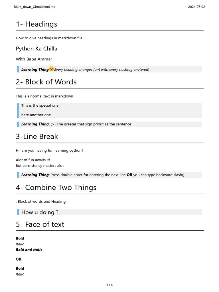 Mark Down Cheatsheet | PDF | Printing | Written Communication