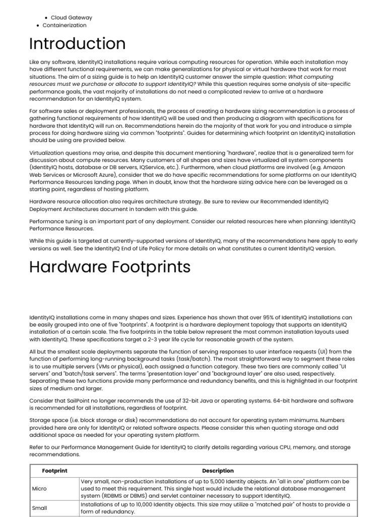 IdentityIQ Hardware Sizing Guide | PDF | Operating System | Databases