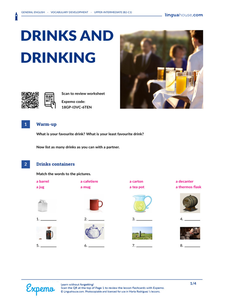 Kids' Drink Vocabulary Activities | PDF | Drink | Lemonade