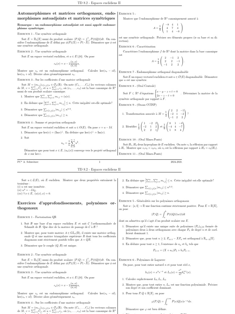 Endomorphismes autoadjoints et symétries | PDF | Orthogonalité | Espace ...
