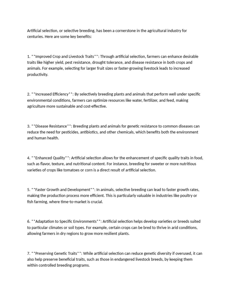 Benefits of Selective Breeding | PDF