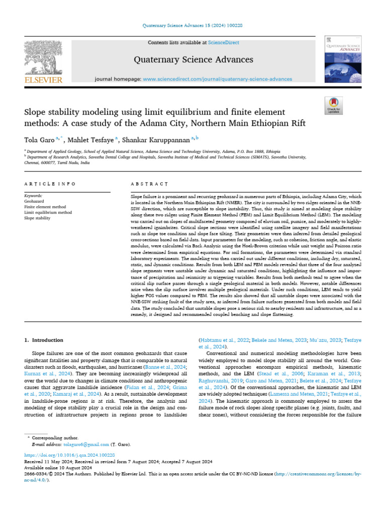 Slope Stability Modeling in Adama City | PDF | Strength Of Materials ...